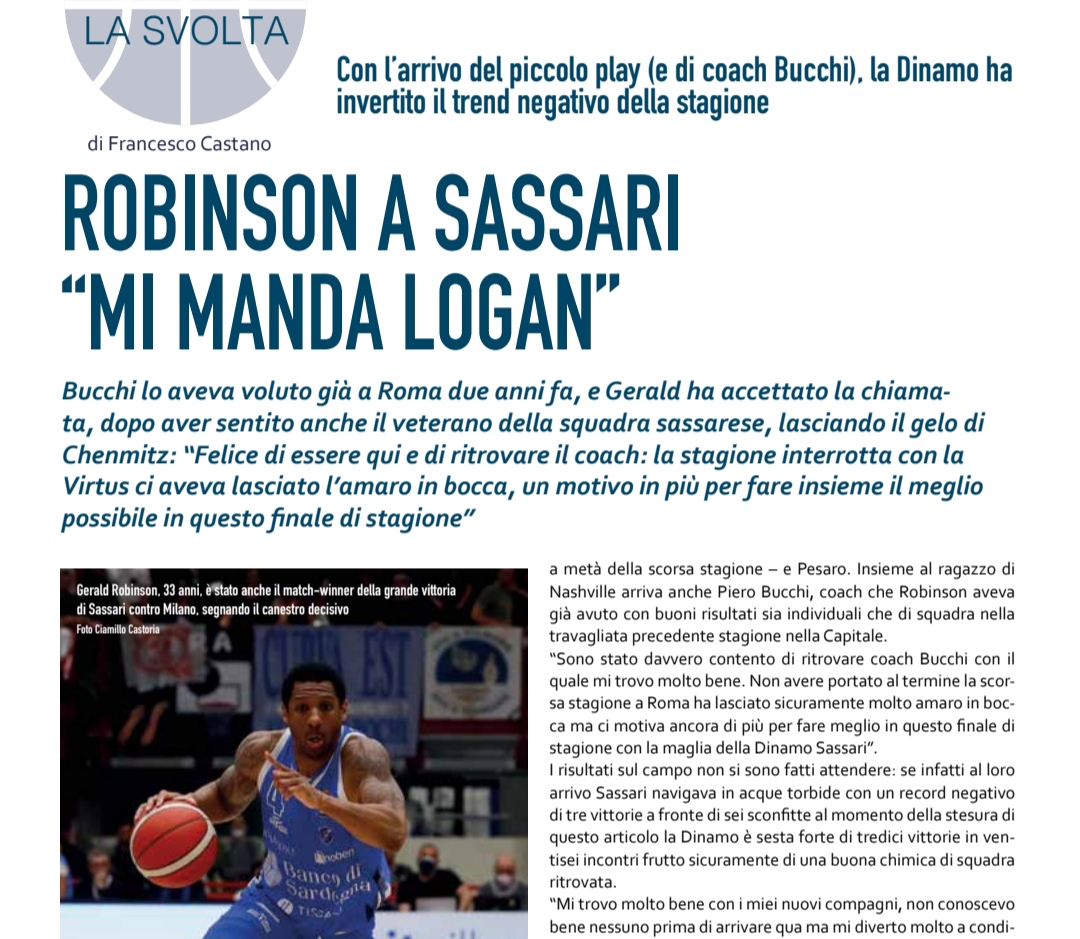 BM 81: Gerald Robinson, l'uomo della svolta di Sassari - Basket Magazine